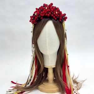 20. Ukrainian Viburnum Embroidered Flower Crown With Red Berries kalyna ...