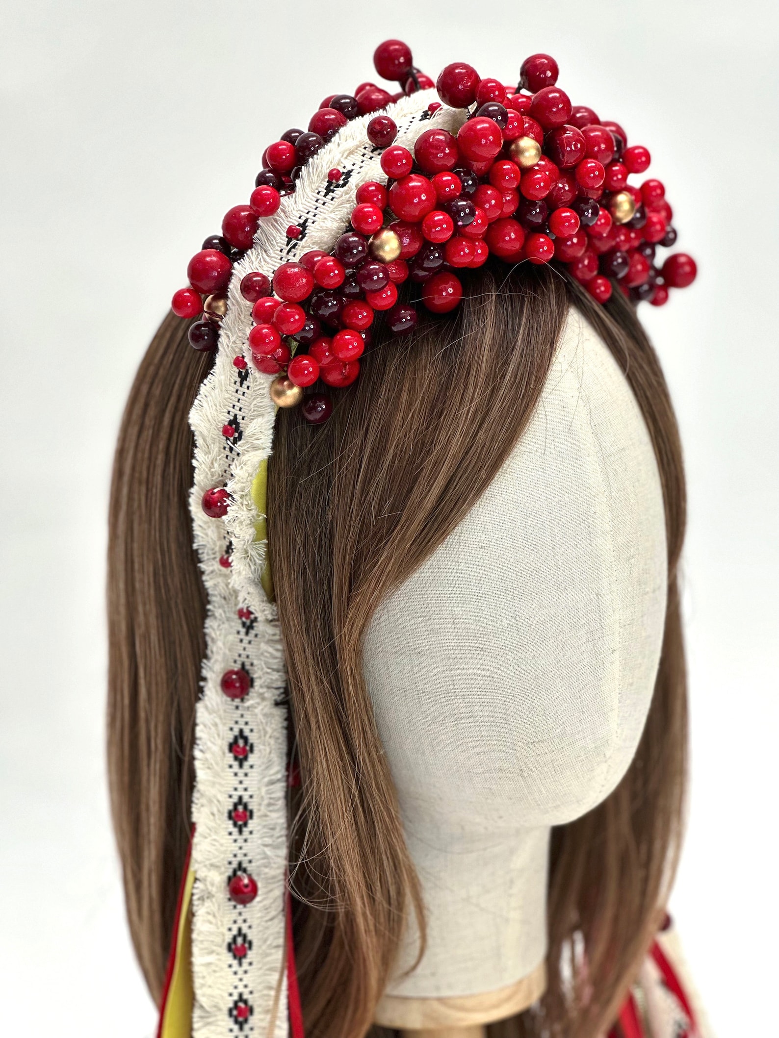 20. Ukrainian Viburnum Embroidered Flower Crown With Red Berries kalyna ...