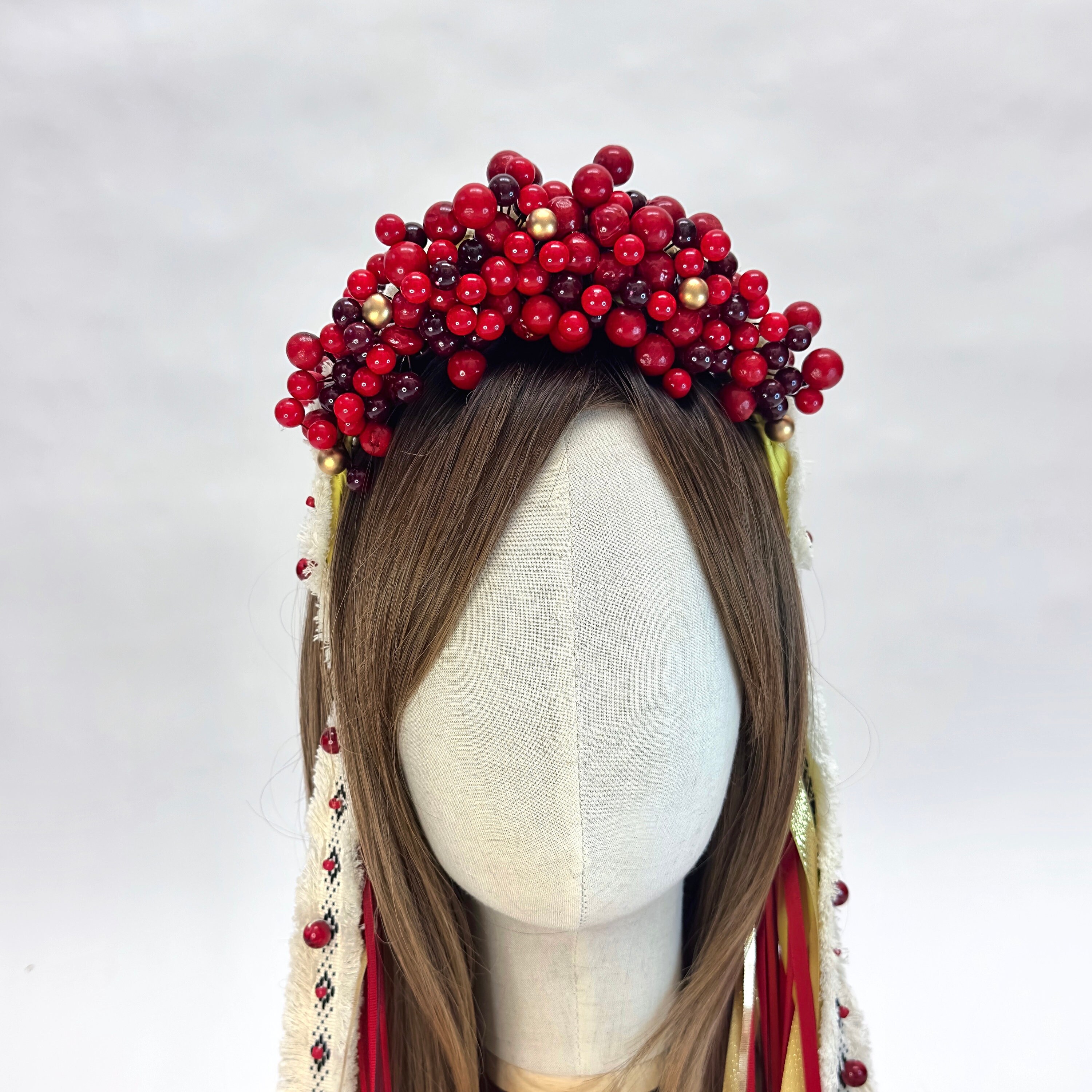 20. Ukrainian Viburnum Embroidered Flower Crown With Red Berries kalyna ...