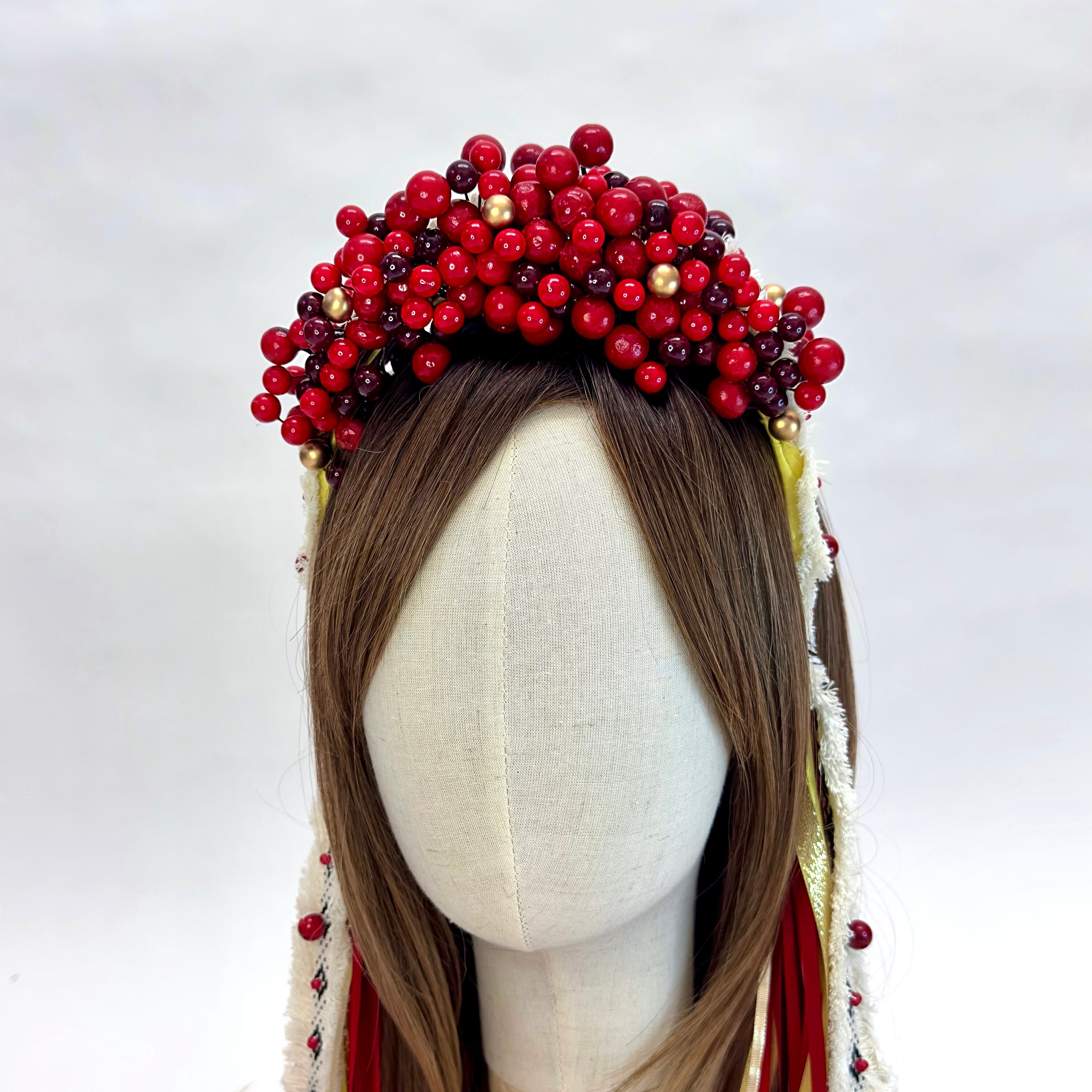 20. Ukrainian Viburnum Embroidered Flower Crown With Red Berries kalyna ...