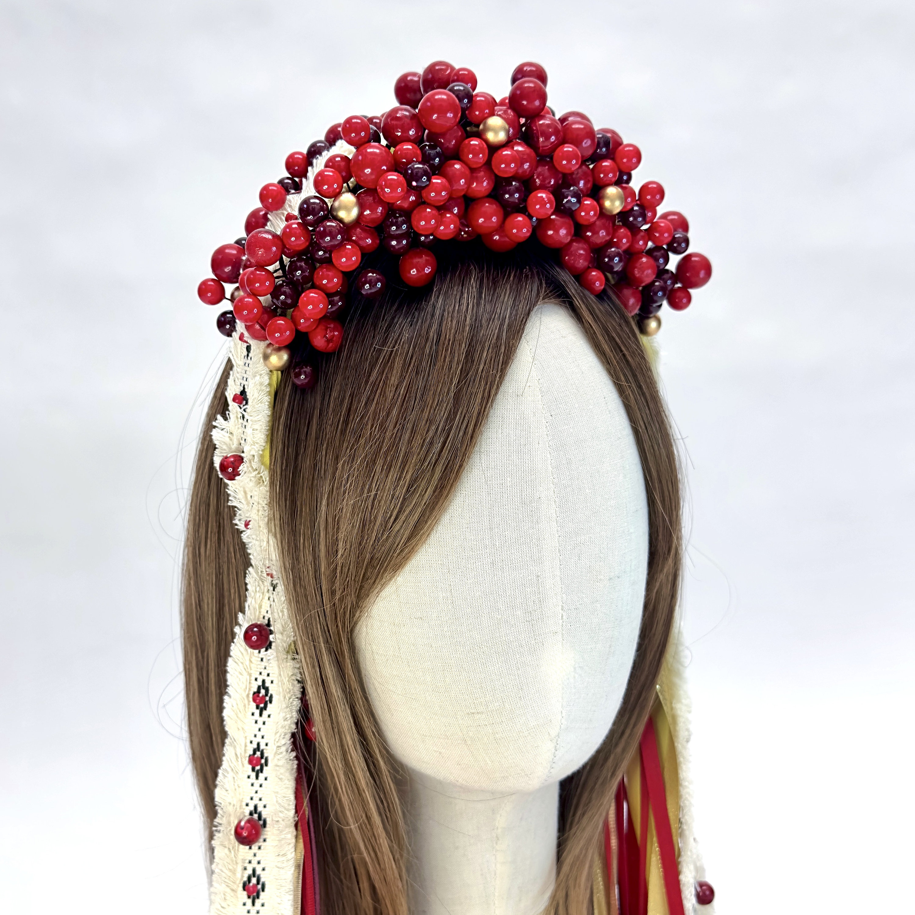 20. Ukrainian Viburnum Embroidered Flower Crown With Red Berries kalyna ...