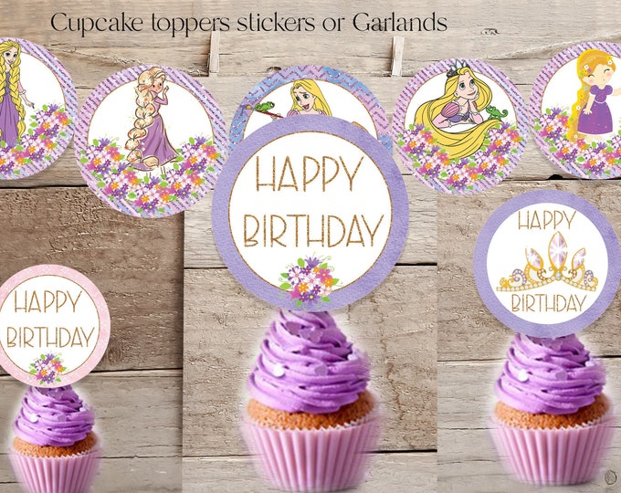 Princess Rapunzel Pascal Cupcake Wrappers Toppers - Etsy Italia