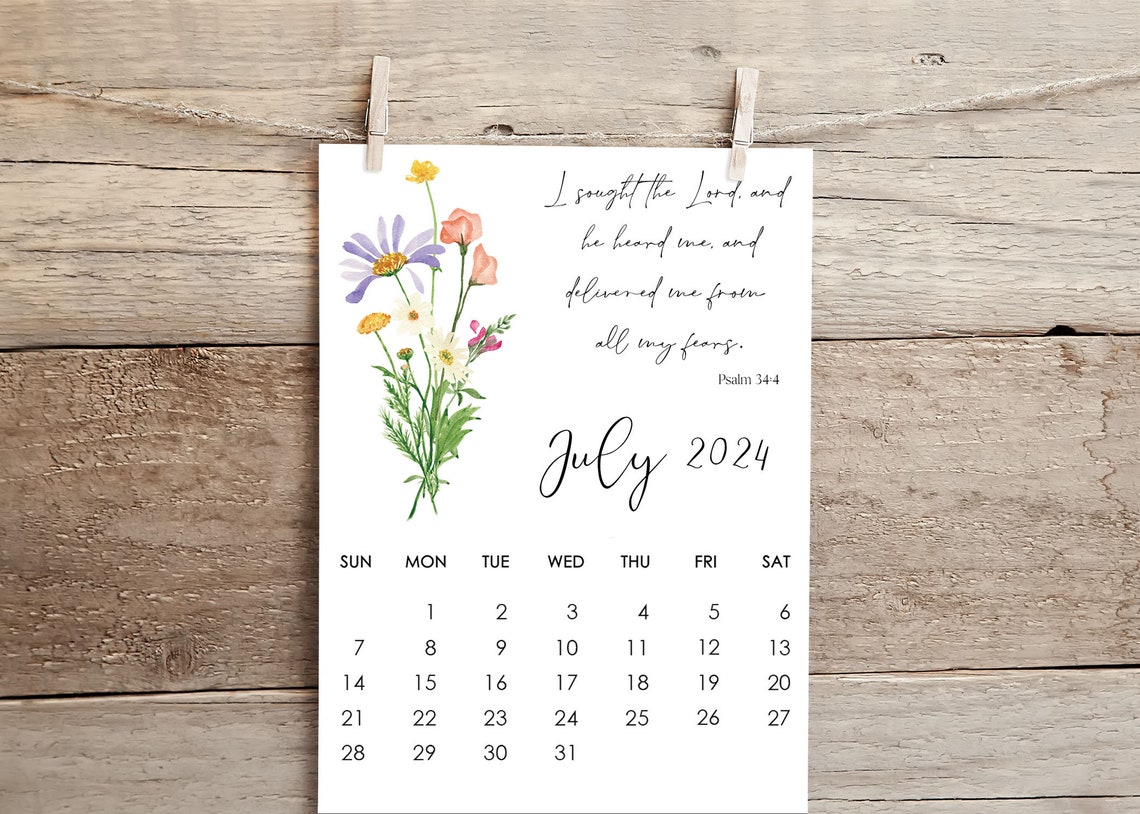 2024 Calendar Desk Scripture, PRINTABLE Bible Verse Calendar Cards ...