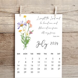 2024 Calendar Desk Scripture, PRINTABLE Bible Verse Calendar Cards ...