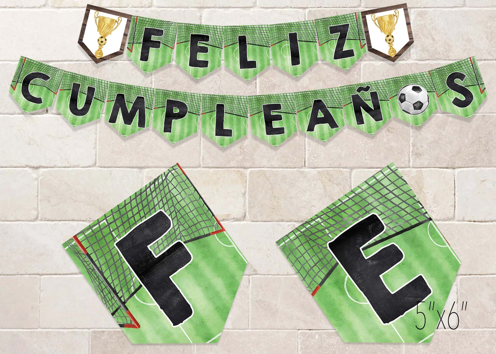 Soccer Feliz Cumpleaños Banner, Spanish Soccer Happy Birthday ...