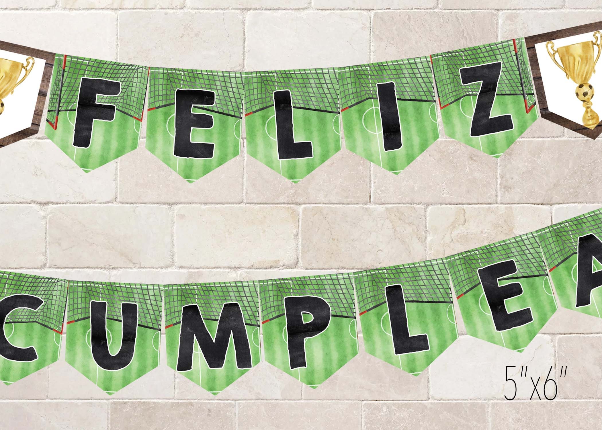 Soccer Feliz Cumpleaños Banner, Spanish Soccer Happy Birthday ...