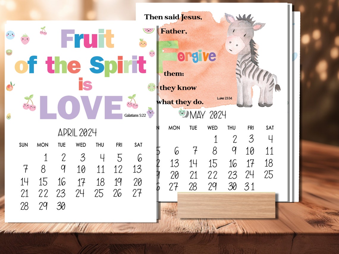 Love Bible Verse Calendar for Kids Printable Bible Verse Desk Calendar ...