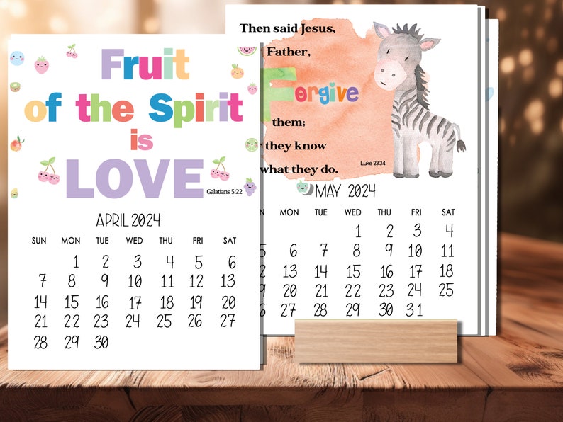 Love Bible Verse Calendar for Kids Printable Bible Verse Desk Calendar ...