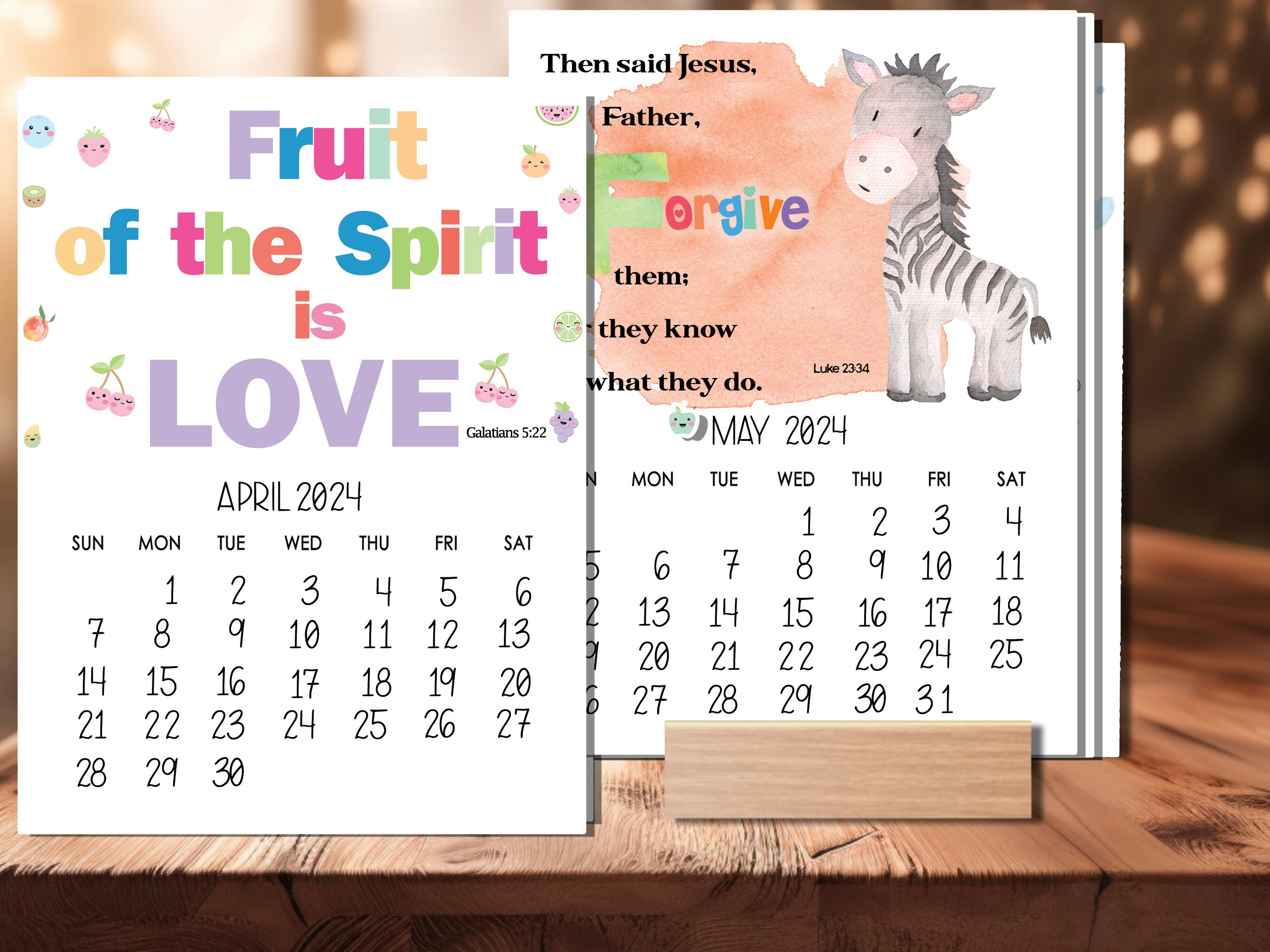 Love Bible Verse Calendar for Kids Printable Bible Verse Desk Calendar ...