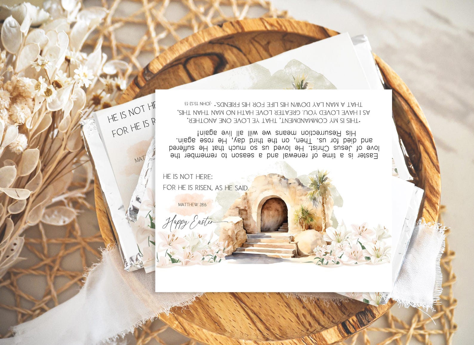 Christian Easter Candy Bar Wrappers: He is Risen Scripture (digital ...
