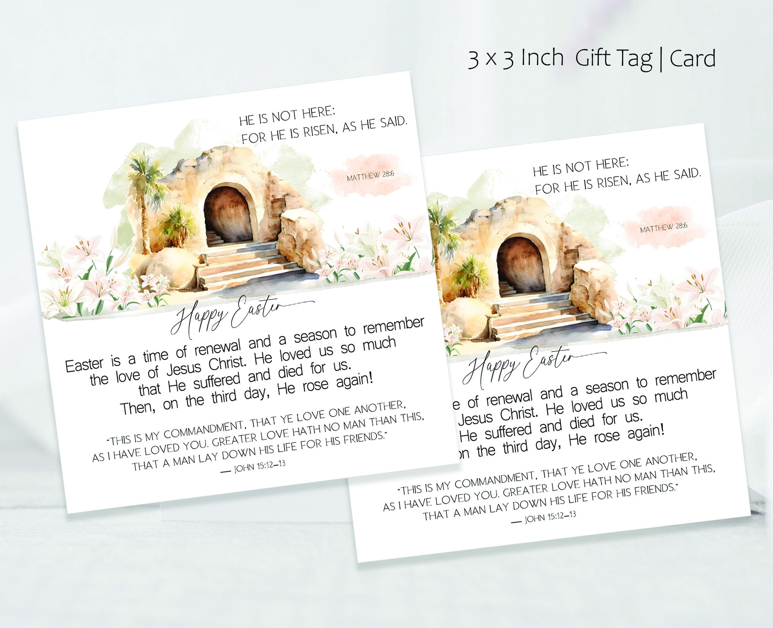 Christian Easter Gift Treat Bag Topper, He is Risen Snack Bag Topper ...