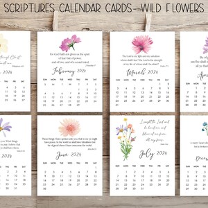 2024 Calendar Desk Scripture, PRINTABLE Bible Verse Calendar Cards ...