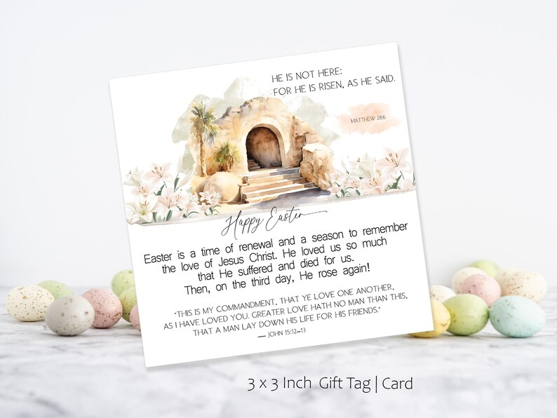 Christian Easter Treat Bag Topper | He is Risen Snack & Cookie Tags ...
