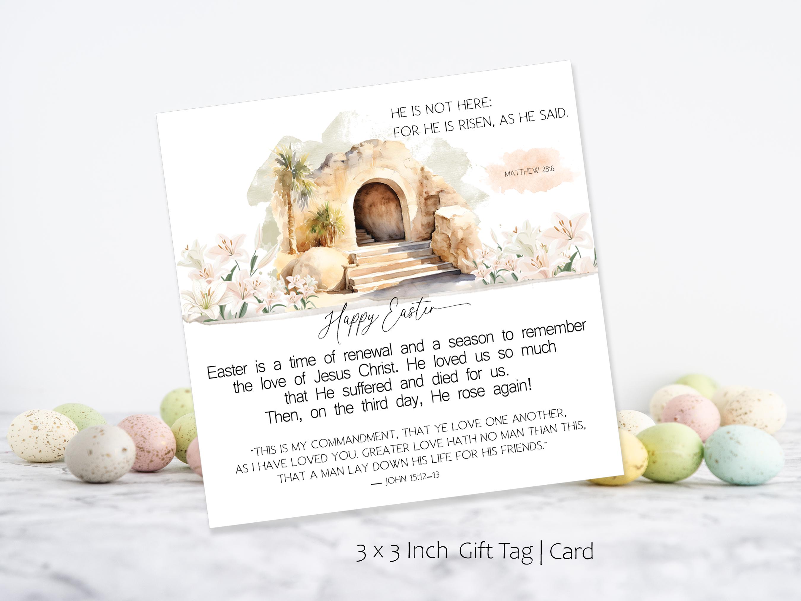 Christian Easter Gift Treat Bag Topper, He is Risen Snack Bag Topper ...