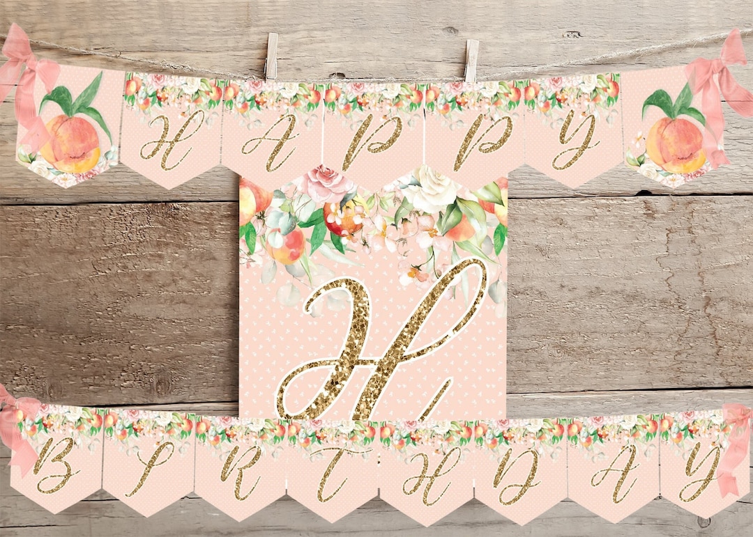 Peach Birthday Banner, Peach Birthday Party, Sweet as a Peach Birthday ...