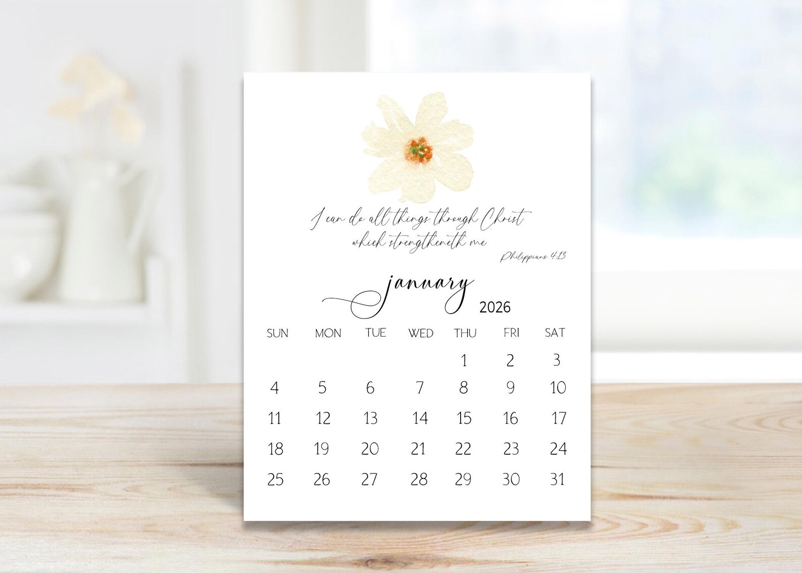 2026 Scripture Calendar, Christian Printable Calendar With Bible Verses ...