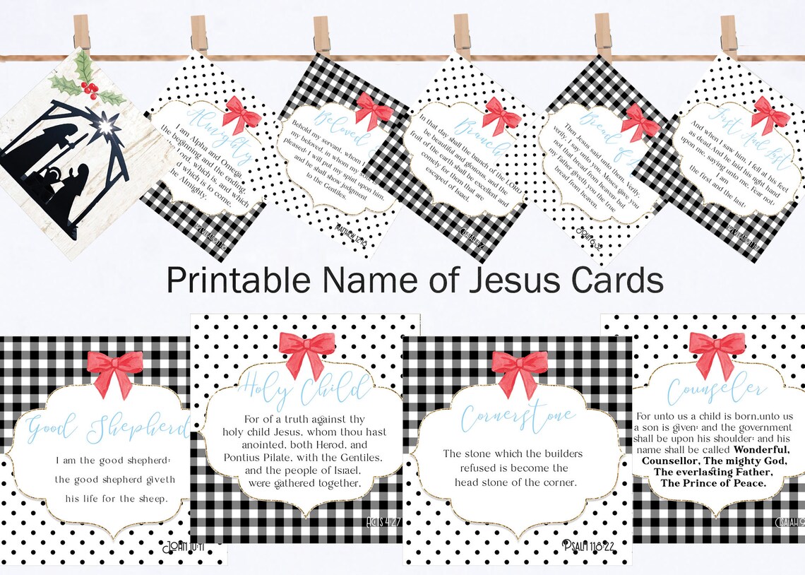 Names of Jesus Christ, Christmas Advent Cards, Printable Scripture ...