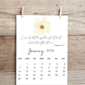 2024 Calendar Desk Scripture, PRINTABLE Bible Verse Calendar Cards ...