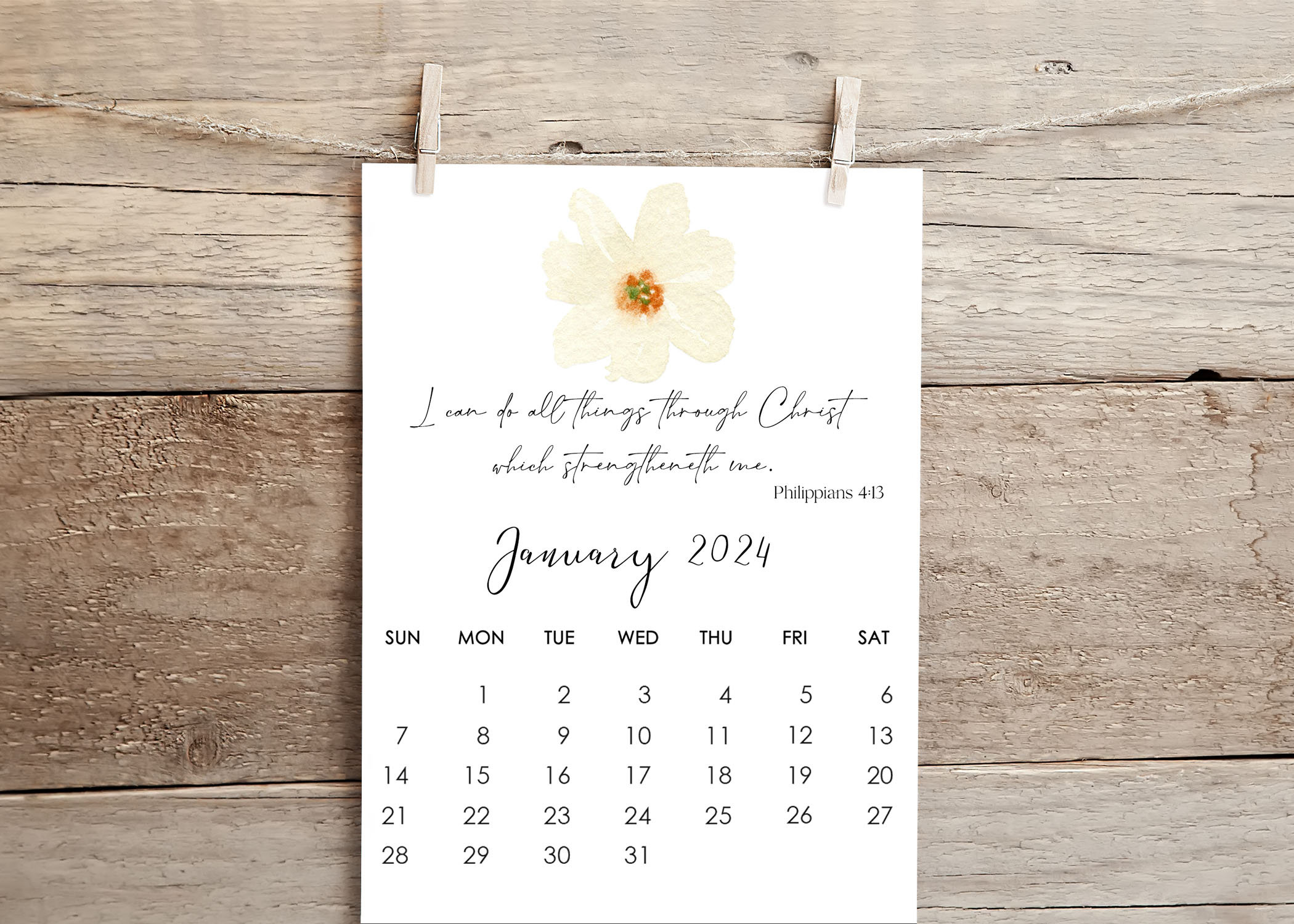 2024 Calendar Desk Scripture, PRINTABLE Bible Verse Calendar Cards ...