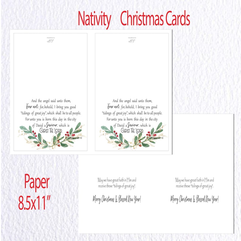 Religious Christmas Nativity Cards: Scripture Verse (digital Download ...