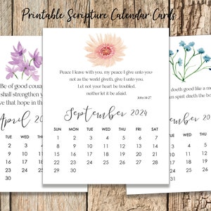 2024 Calendar Desk Scripture, PRINTABLE Bible Verse Calendar Cards ...