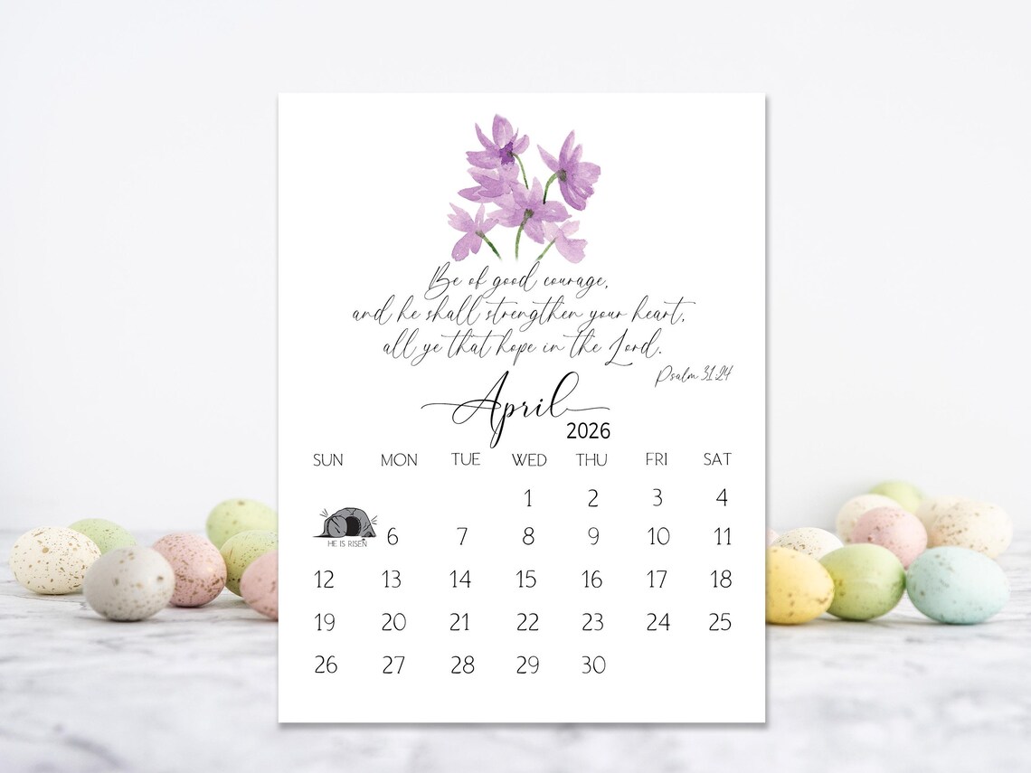2026 Scripture Calendar, Christian Printable Calendar With Bible Verses ...