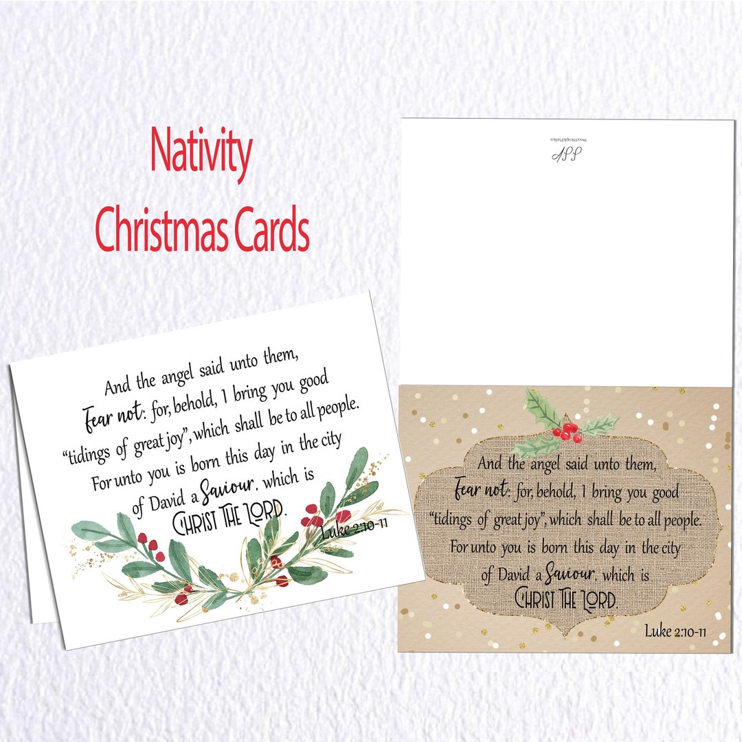Religious Christmas Nativity Cards: Scripture Verse (digital Download ...