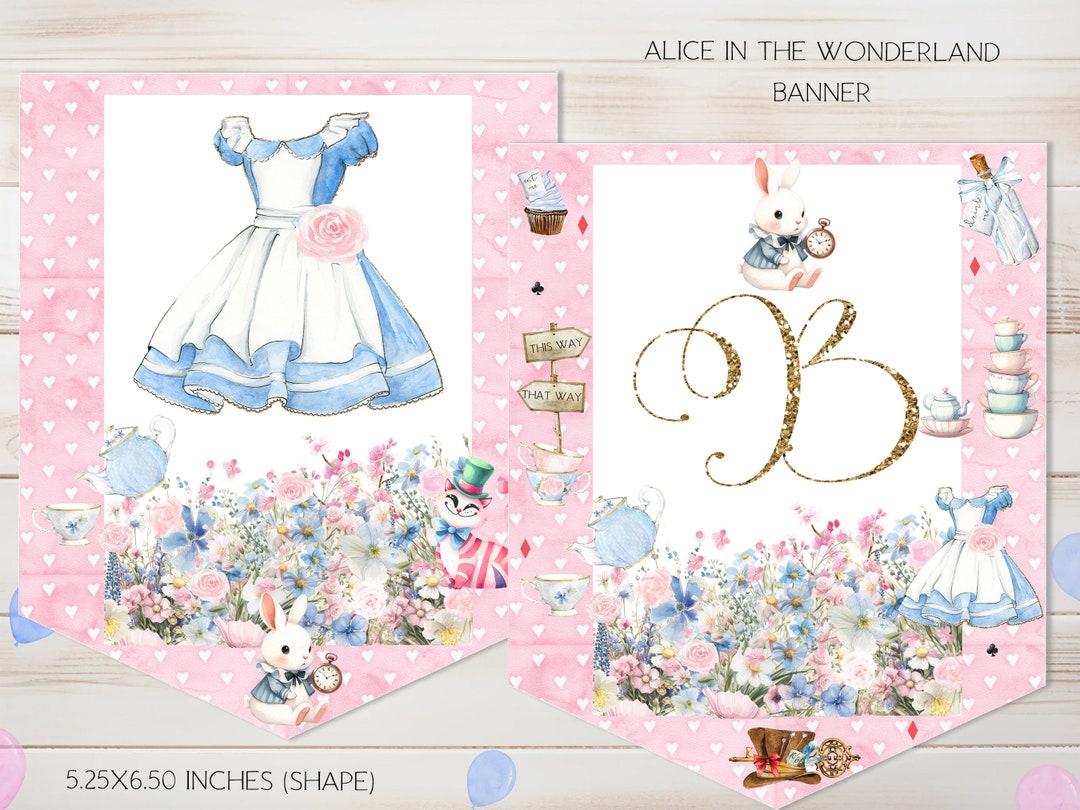 Alice in Wonderland Birthday Banner | Alice in Onederland Tea Party ...