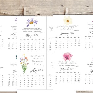 2024 Calendar Desk Scripture, PRINTABLE Bible Verse Calendar Cards ...