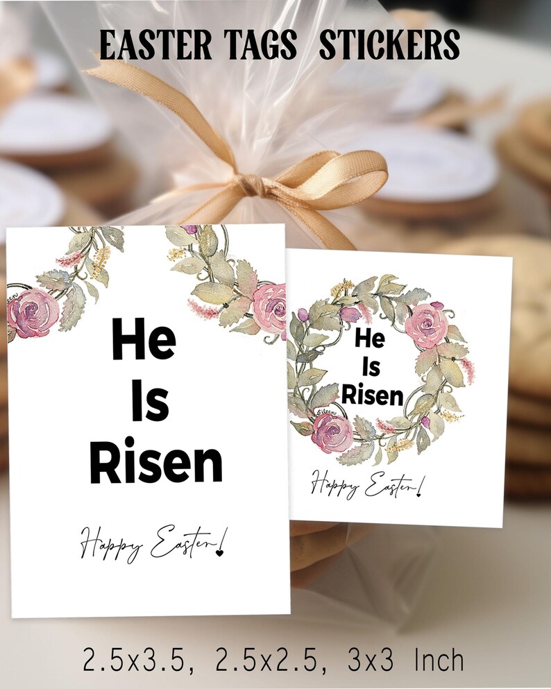He is Risen Easter Gift Tags Set - Printable - Etsy