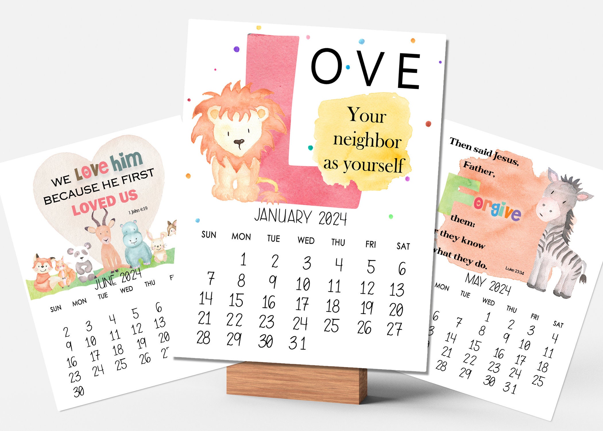 Love Bible Verse Calendar for Kids Printable Bible Verse Desk Calendar ...