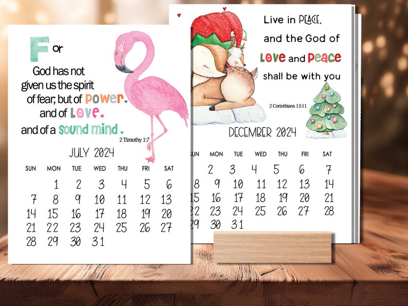 Love Bible Verse Calendar for Kids Printable Bible Verse Desk Calendar ...