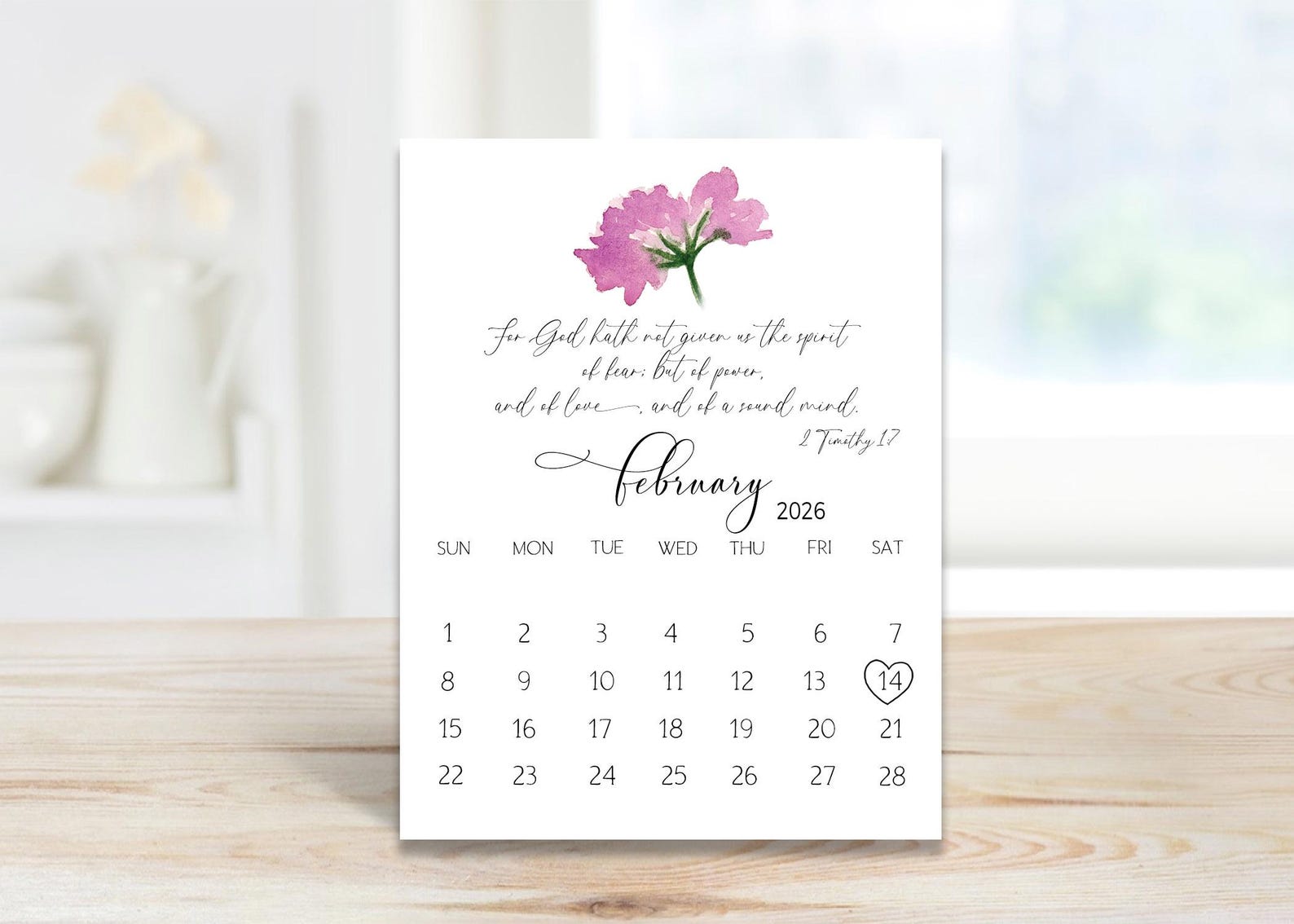 2026 Scripture Calendar, Christian Printable Calendar With Bible Verses ...