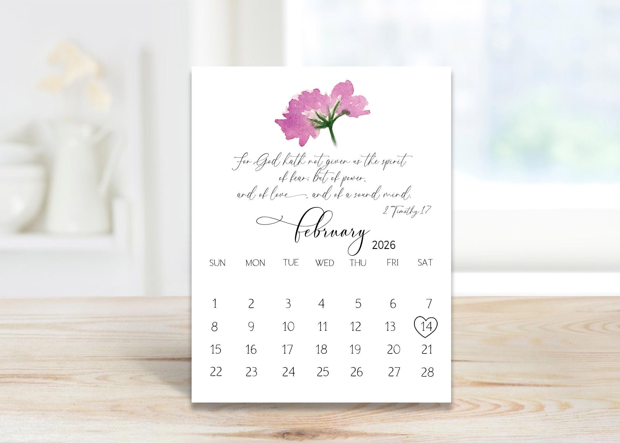 2026 Scripture Calendar, Christian Printable Calendar With Bible Verses ...