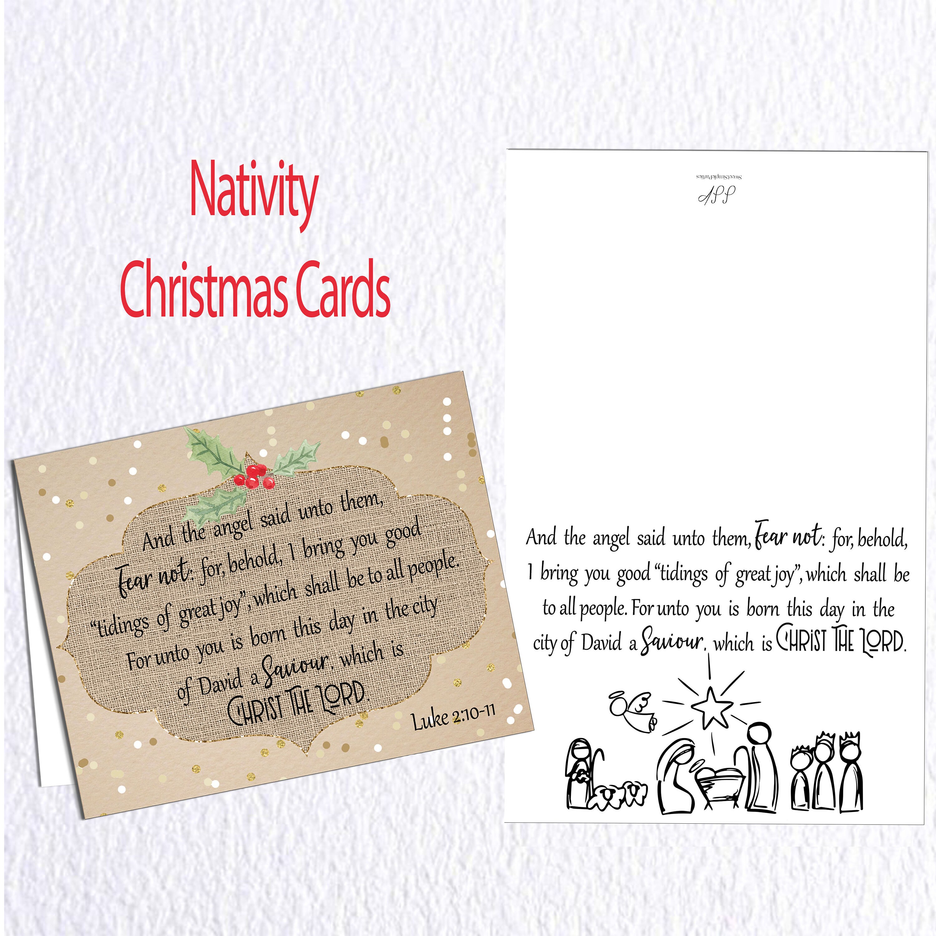 Religious Christmas Nativity Cards: Scripture Verse (digital Download ...