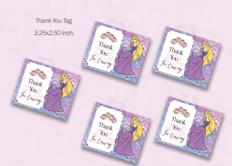 Rapunzel Thank You Tags: Princess Party Favors (digital Download) - Etsy