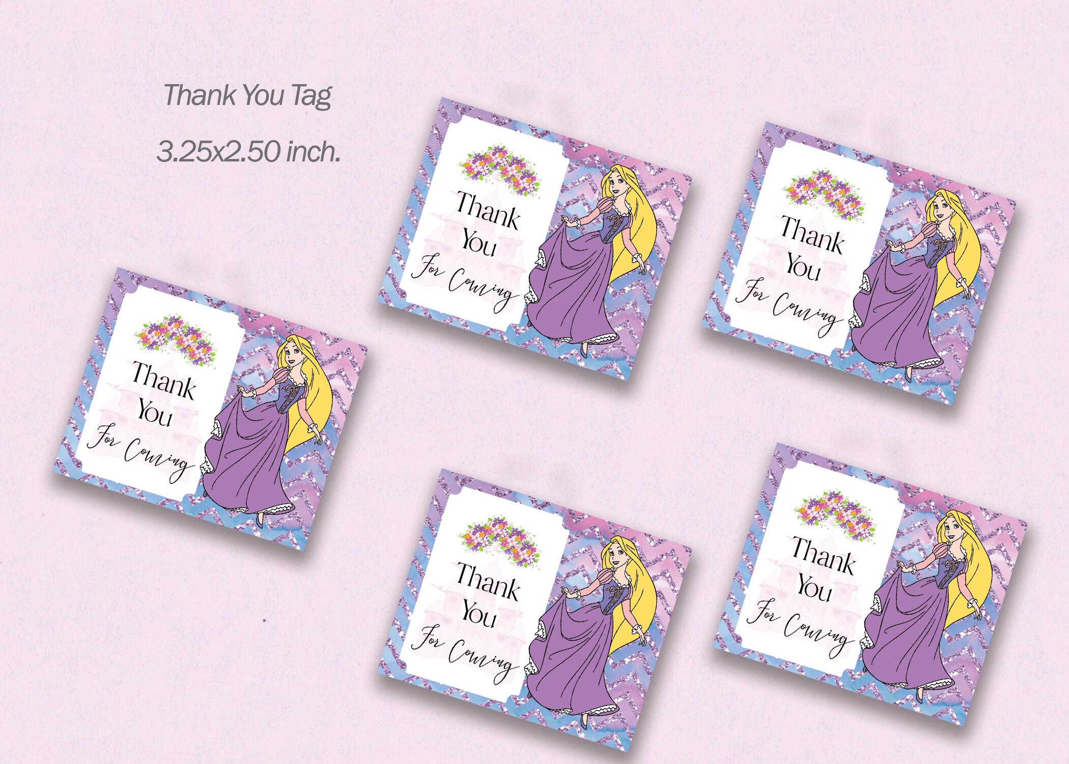 Rapunzel Thank You Tags, Princess Party Favor Tags, Tangled Bag Tags ...