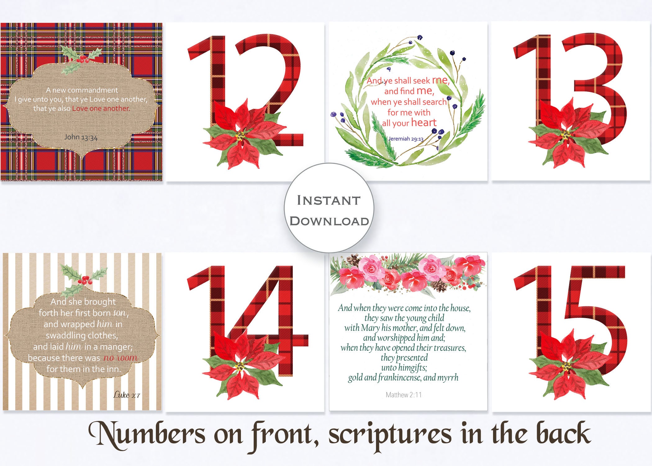 Christmas Advent Scripture Cards, Advent Bible Verses, Advent Calendar ...