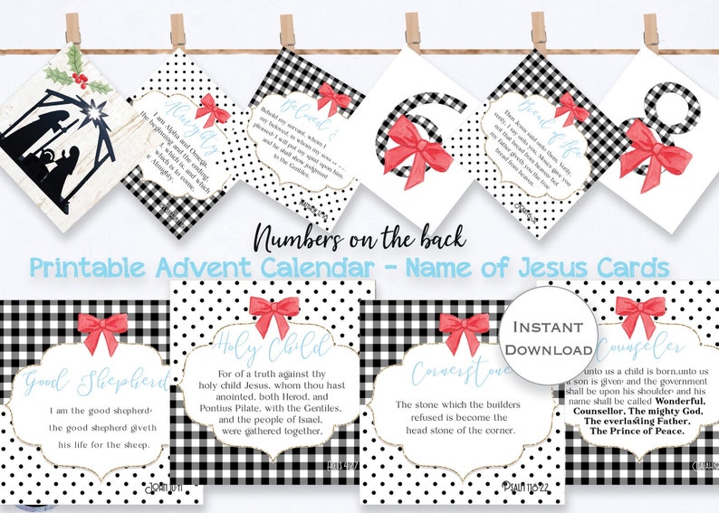 Names of Jesus Christ, Christmas Advent Cards, Printable Scripture ...
