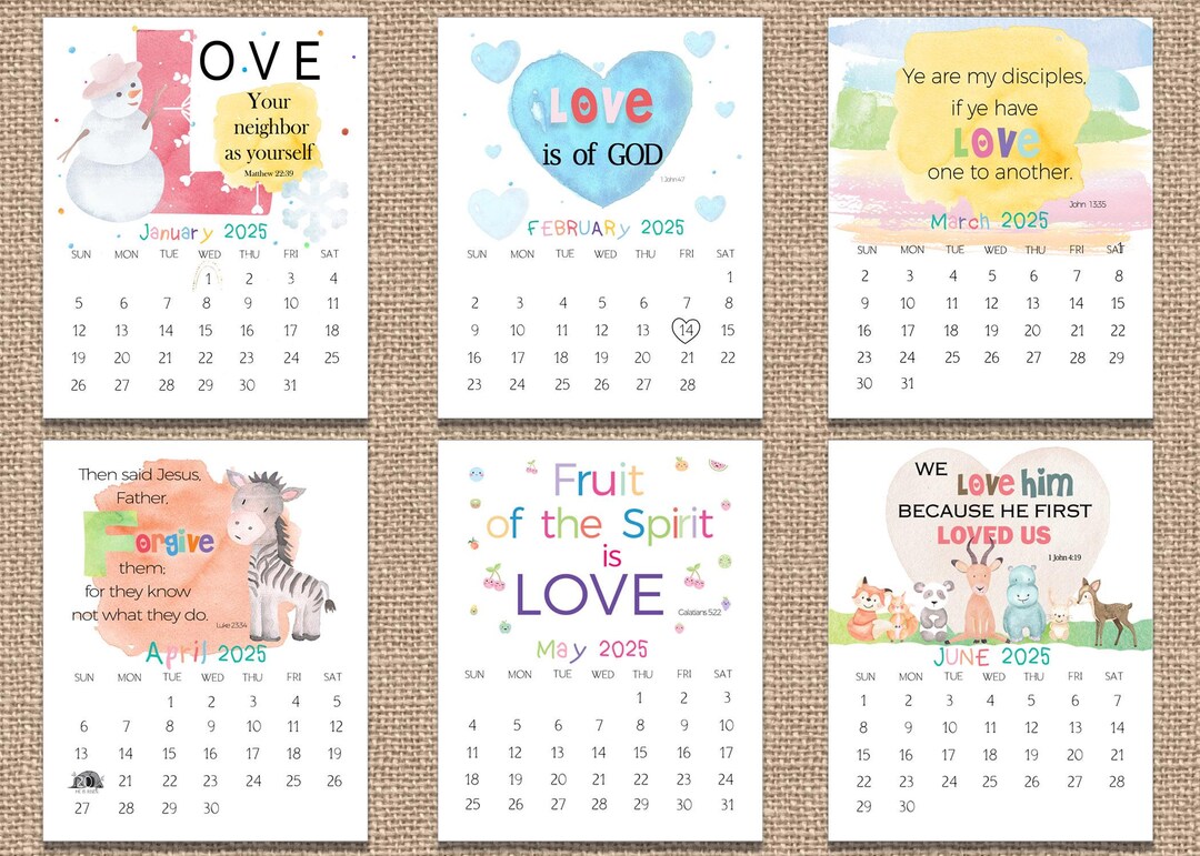 2025 Kids Scripture Calendar Desk, PRINTABLE Bible Verse Calendar ...