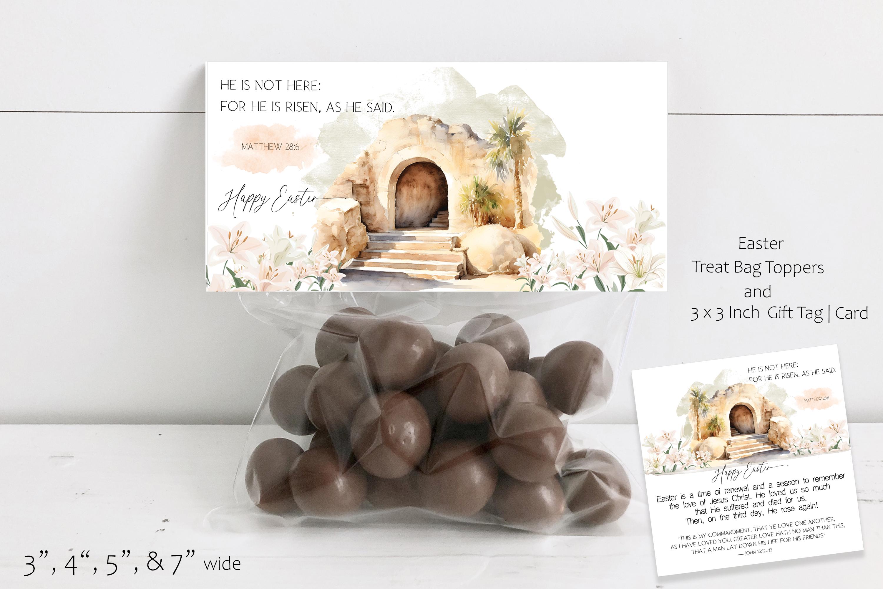 Christian Easter Gift Treat Bag Topper, He is Risen Snack Bag Topper ...