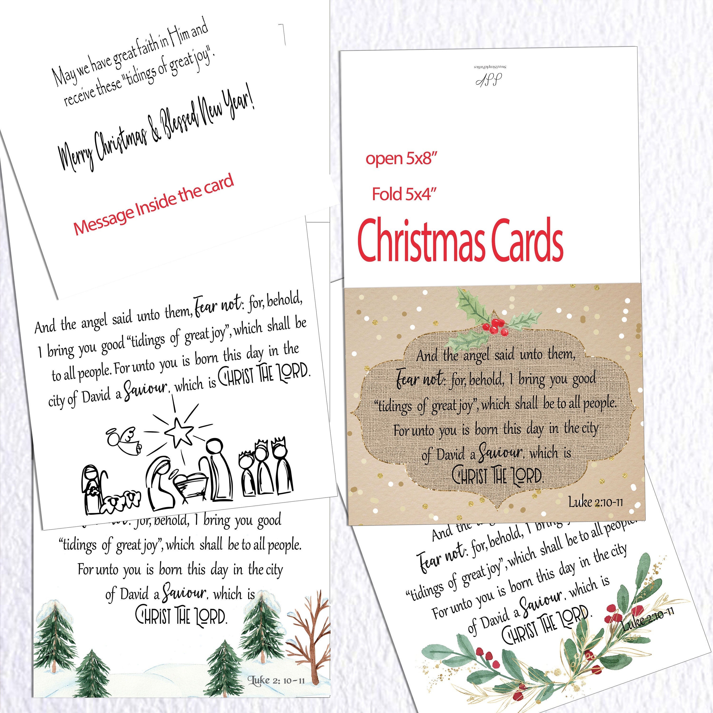 Religious Christmas Nativity Cards: Scripture Verse (digital Download ...