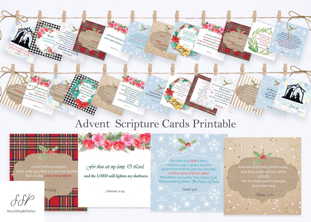 Christmas Advent Scripture Cards, Advent Bible Verses, Advent Calendar ...