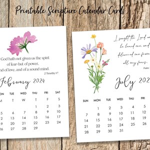 2024 Calendar Desk Scripture, PRINTABLE Bible Verse Calendar Cards ...