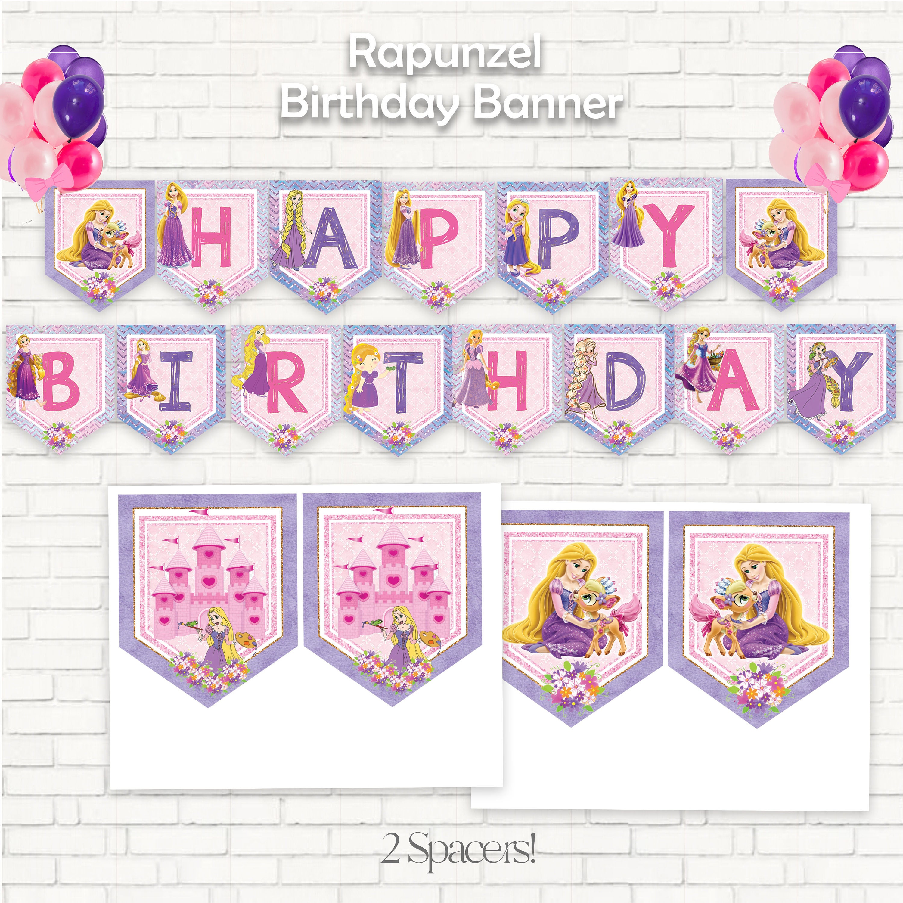 Rapunzel Birthday Banner: Tangled Princess Party Decor (PDF Download ...