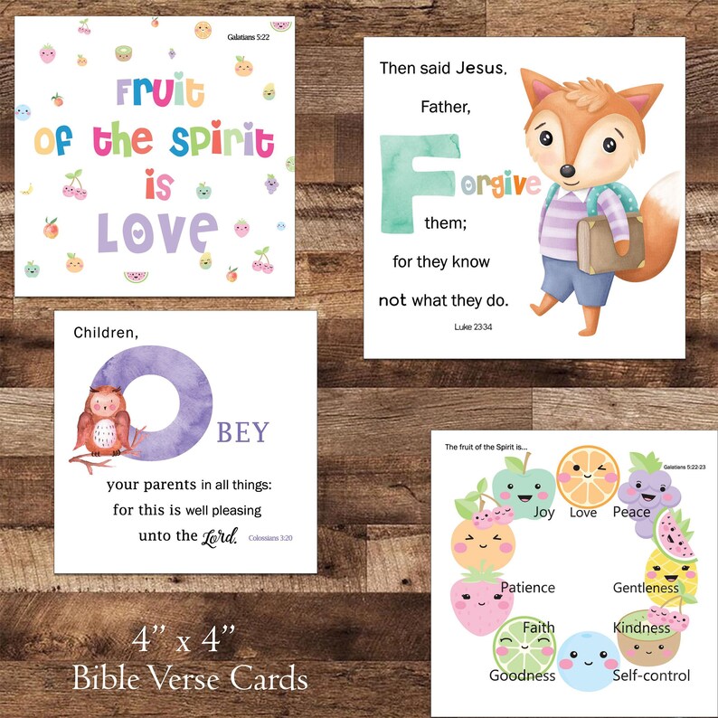 Kids Bible Verse Cards Printable, the Fruit of the Spirit is Love ...