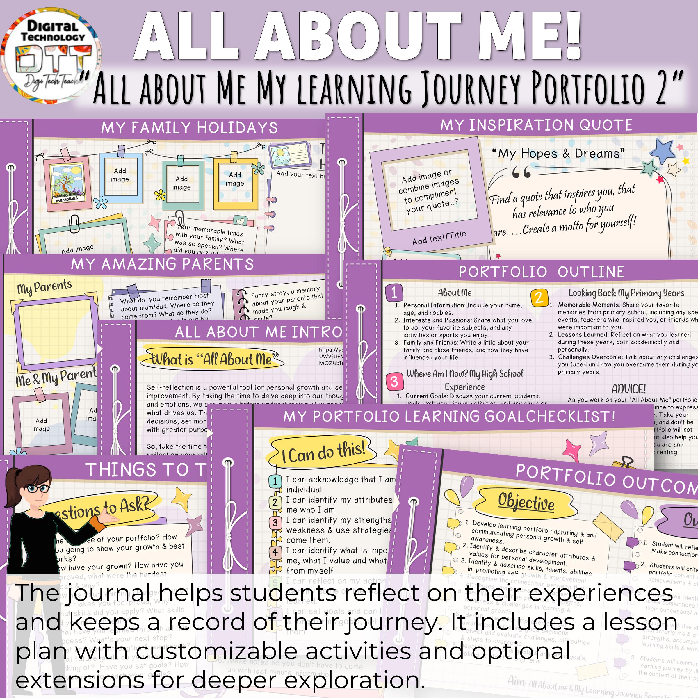 All About Me Notebook, Learning Journey Notebook 2, Guided Journal ...