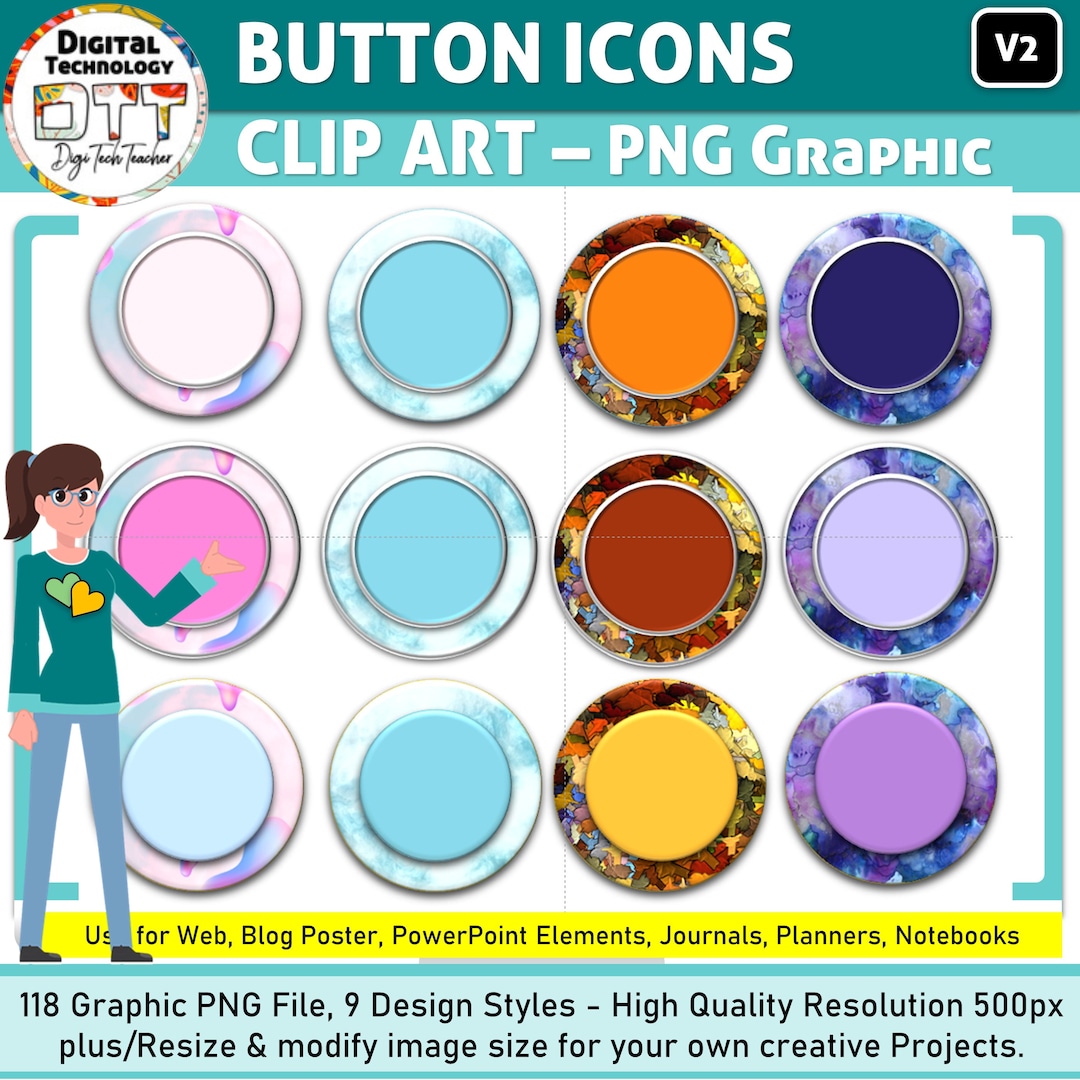 Button Icon Clipart 2, Web Button, Icon Clipart, Digital Planner ...