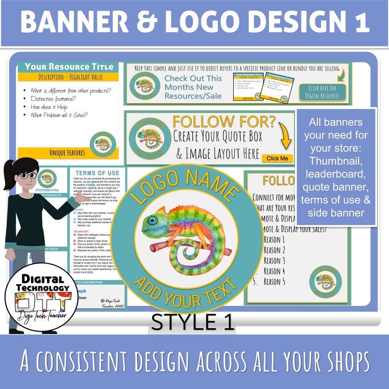 Banners and Logo Design Powerpoint Temp TPT Bannertpt - Etsy
