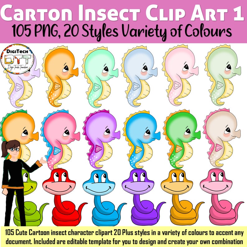 Cute Cartoon Insect Clip Art 1, Bug Vector Clipart, Insect PNG Images ...